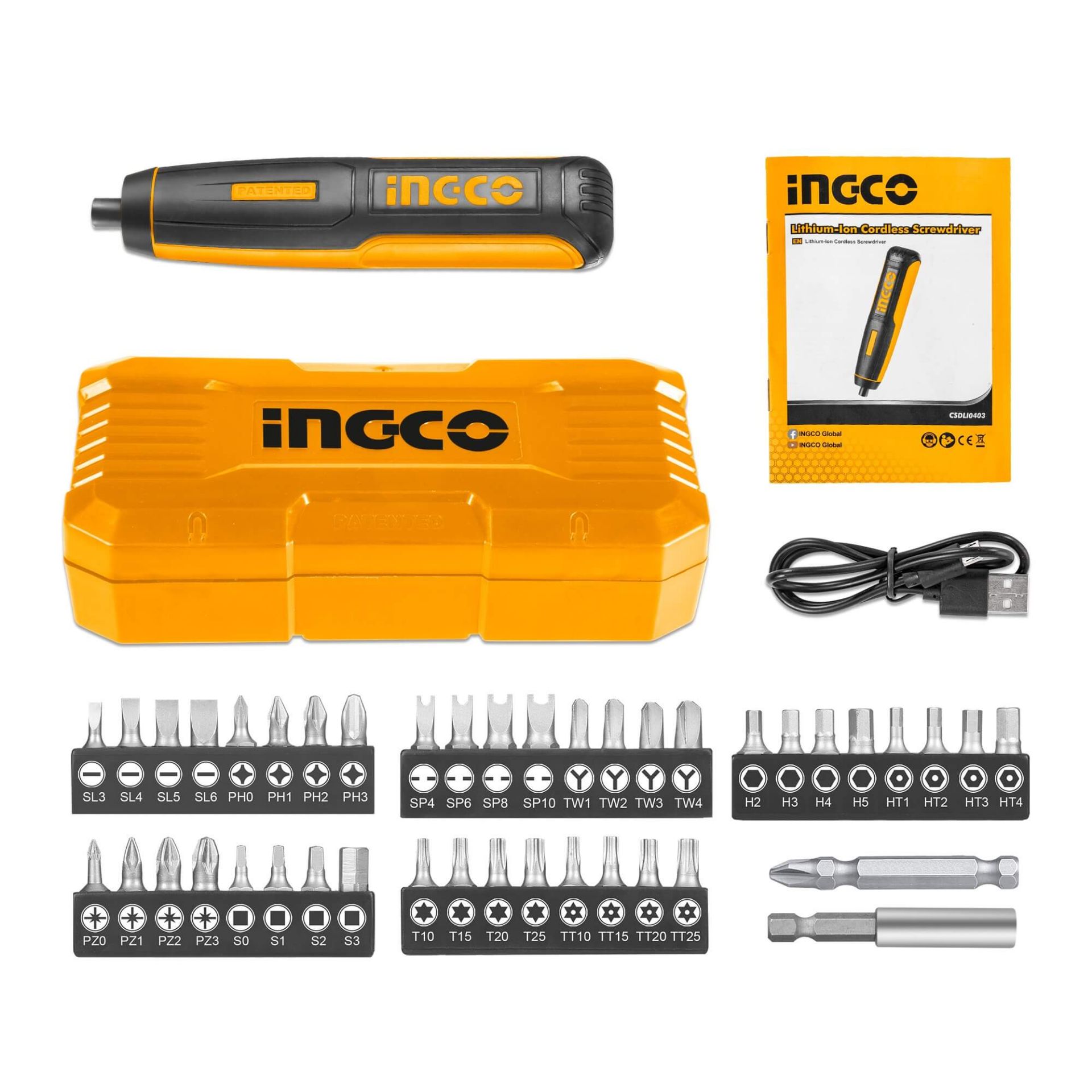 INGCO CSDLI0403 Cordless Screwdriver | LI-ION Battery | 4.8V ...