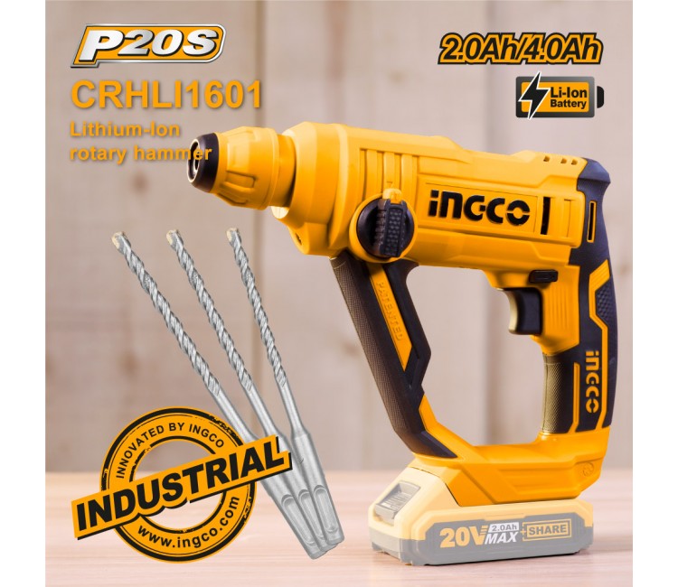 INGCO CRHLI1601 Cordless Li-Ion Rotary Hammer 20V - Efficient and ...