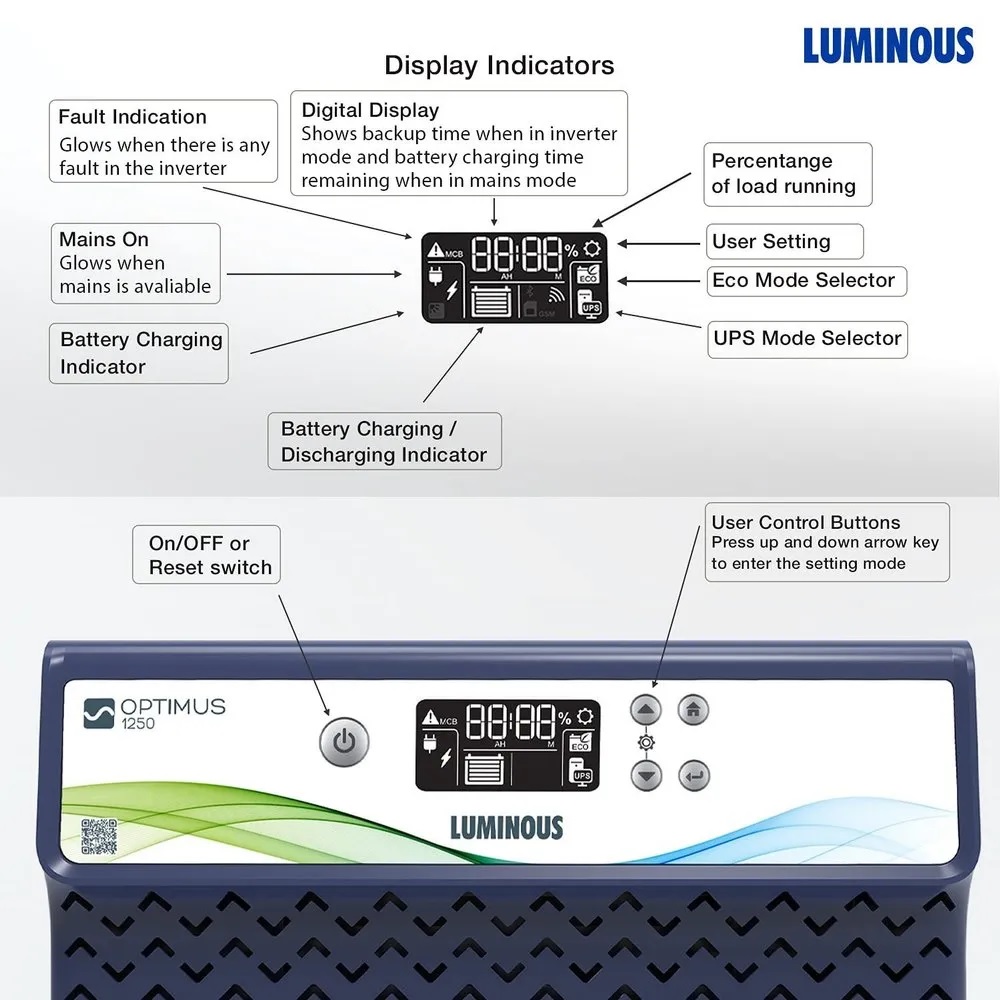 Luminous Optimus 1250 Pure Sine Wave IPS Inverter at best price in ...
