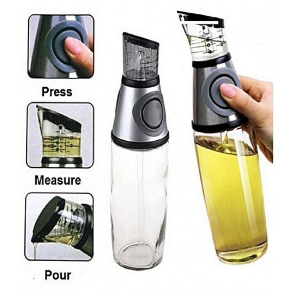 ffortless Precision: Press and Measure Oil and Vinegar Dispenser Bottle ...